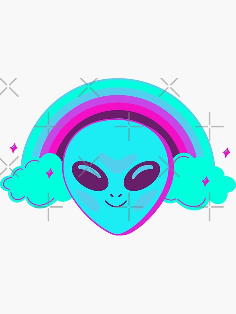 "Alien Rainbow Vaporwave" Sticker for Sale by razvigod | Redbubble