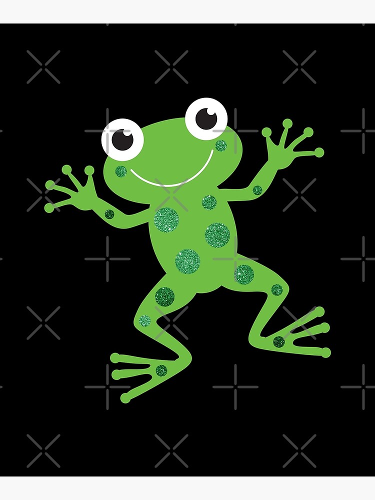 "Cute Sparkly Dancing Green Frog" Mounted Print for Sale by VicEllisArt ...