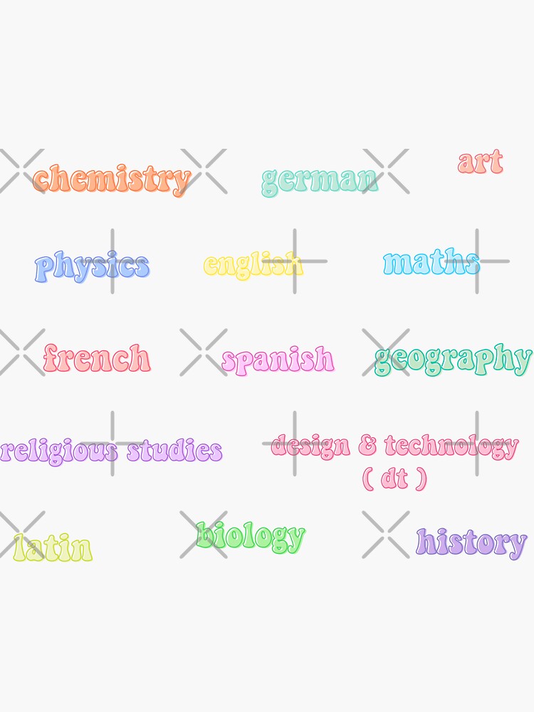 "outline school subjects sticker pack" Sticker by aestheticart-uk ...