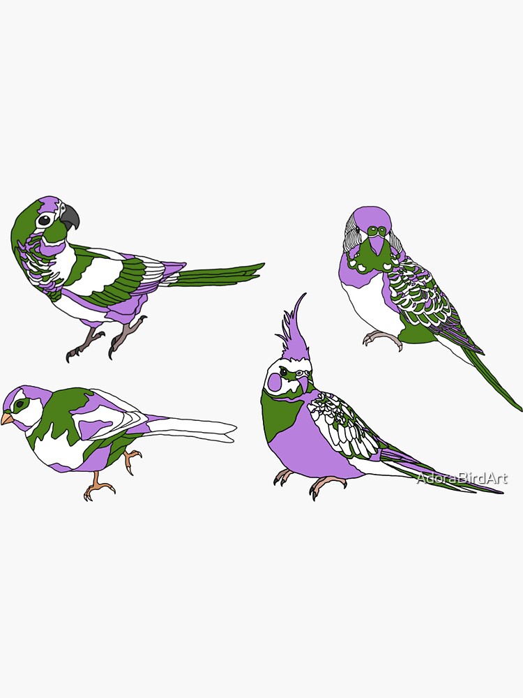 "Genderqueer Pride Birds Set" Sticker by AdoraBirdArt | Redbubble