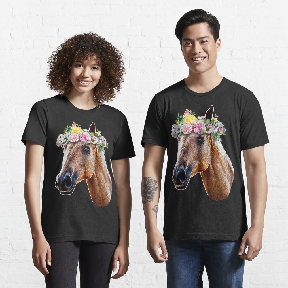 "Floral Horse Horseback Riding Equestrian Farm Funny Animal Lover" T ...