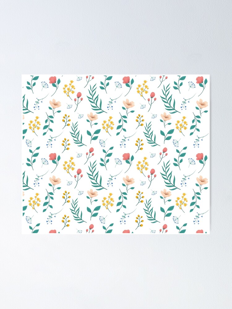 "The Happy Floral Print - Leaves" Poster by DawnChanSG | Redbubble