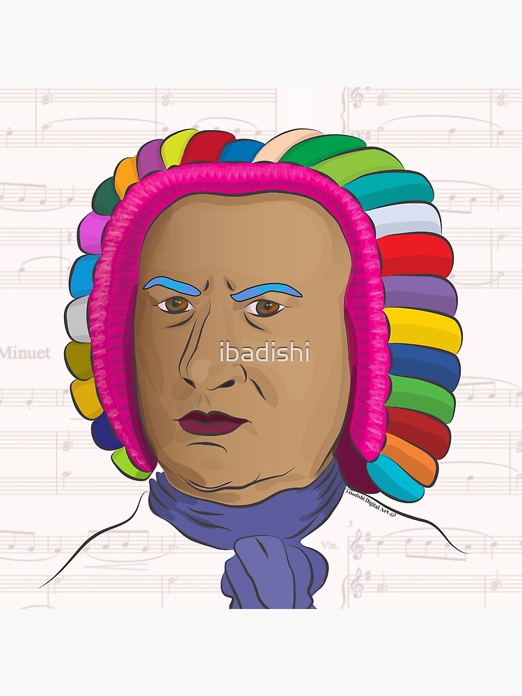 "Johann Sebastian Bach in Colorful Wig Pop Art" Throw Pillow for Sale ...