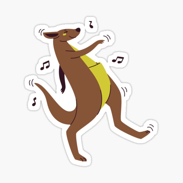 "Cute Dancing Kangaroo Brown Black and Green" Sticker for Sale by ...
