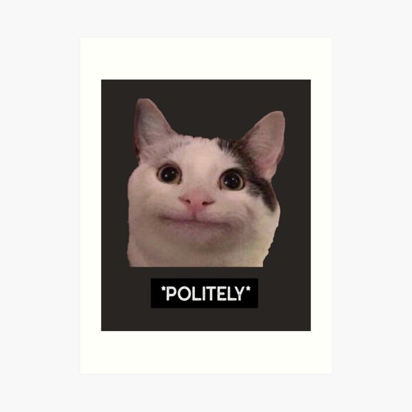"Polite Cat smiling politely Meme" Art Print by MeowStation | Redbubble