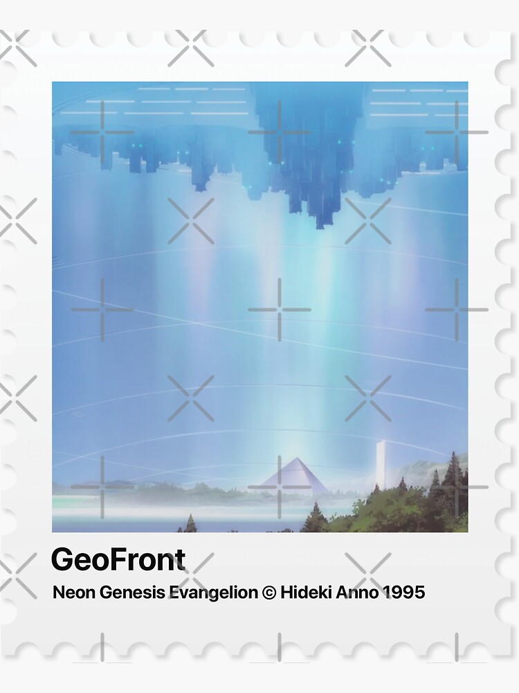 "Neon Genesis Evangelion Stamp [The GeoFront]" Sticker by spacesmuggler ...