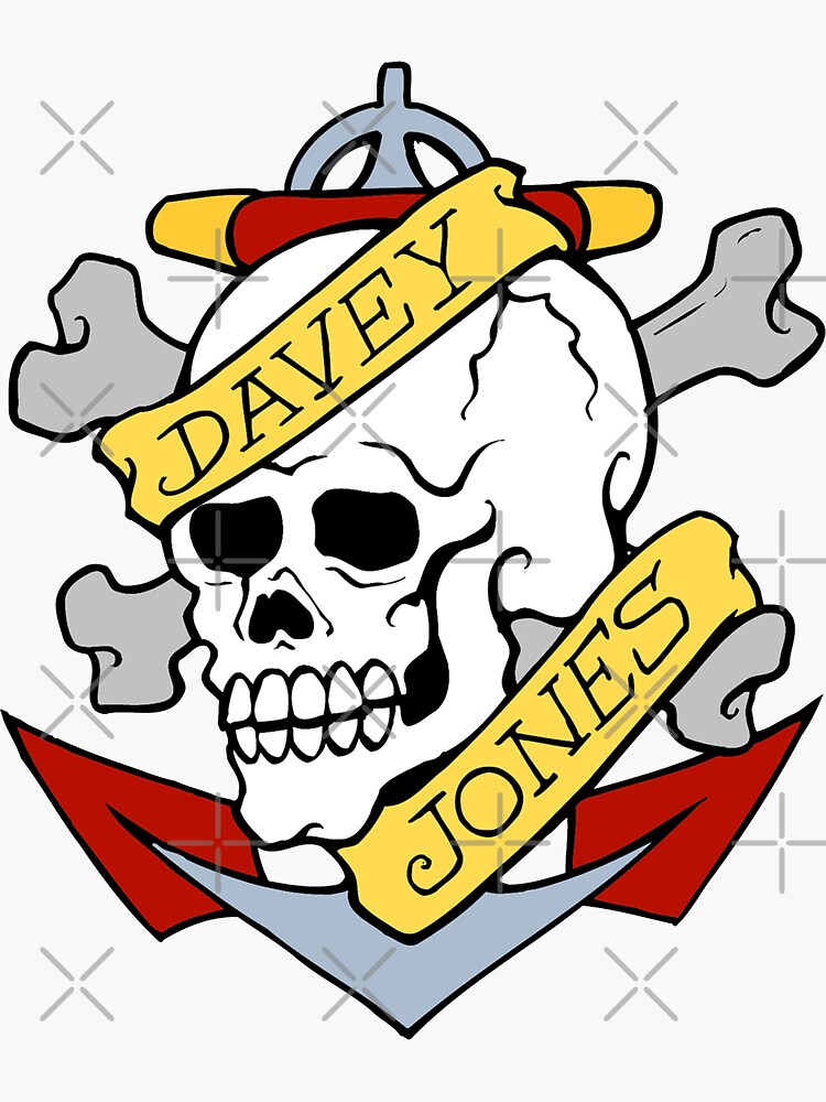 Pegatina «Tatuaje clásico retro de Davey Jones» de CatgoDigital | Redbubble