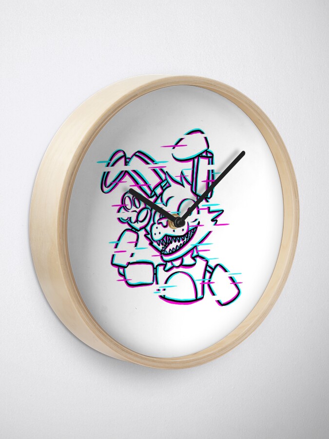 "FNAF Glitch Bonnie Animatronic Digital Fan" Clock by ashes-art | Redbubble