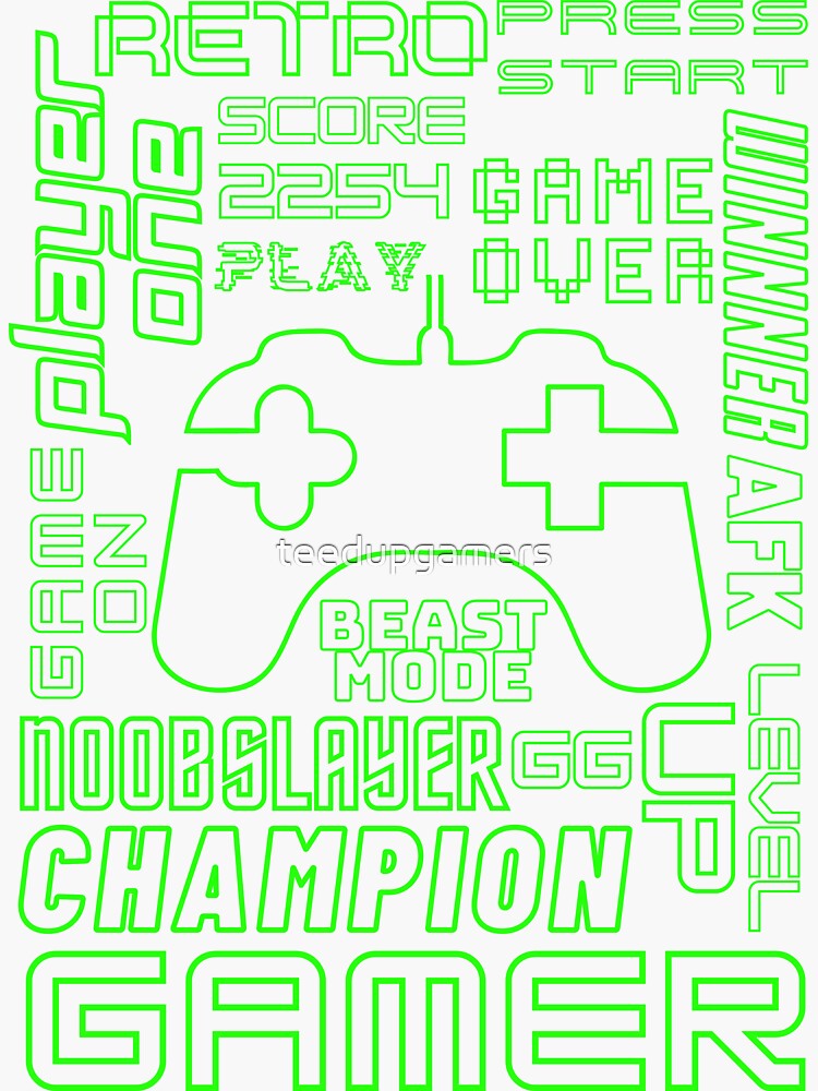 "Champion gamer (neon green)" Sticker by teedupgamers | Redbubble