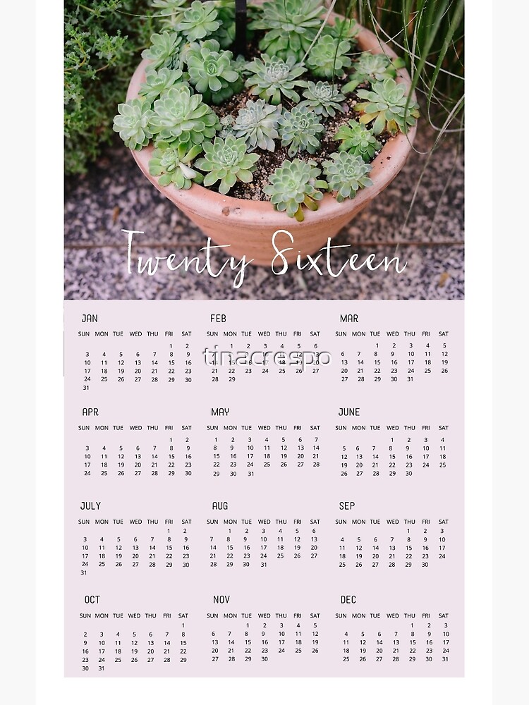 "2016 Succulent Wall Calendar" Art Print for Sale by tinacrespo | Redbubble