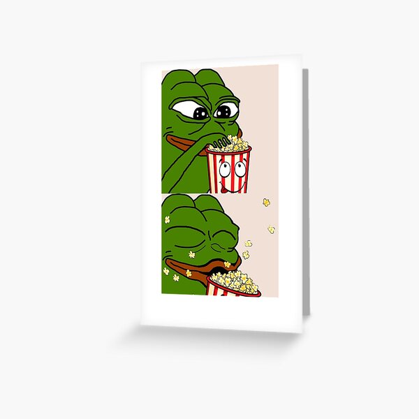 "Pepe the Smug Frog Popcorn" Greeting Card for Sale by freelaffs ...