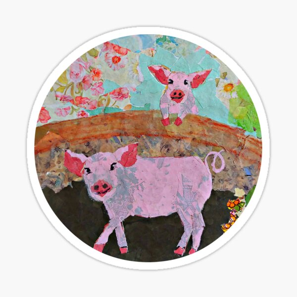 "Torn Paper Pigs" Sticker by RDBcreations | Redbubble