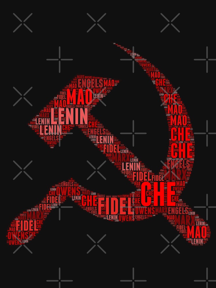 "Che Fidel Lenin Mao Owens Engels Marx Hammer And Sickle Wordcloud" T ...