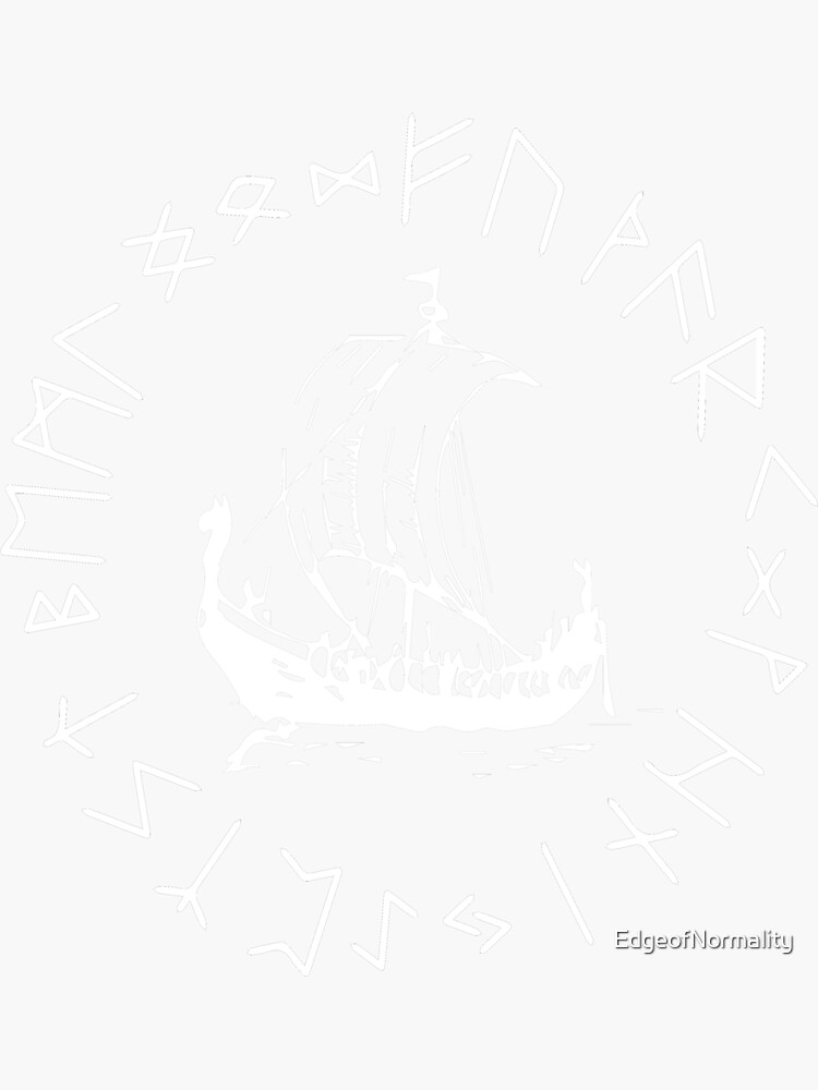 "Runes and Viking Ship Norse Mythology Longboat" Sticker for Sale by ...