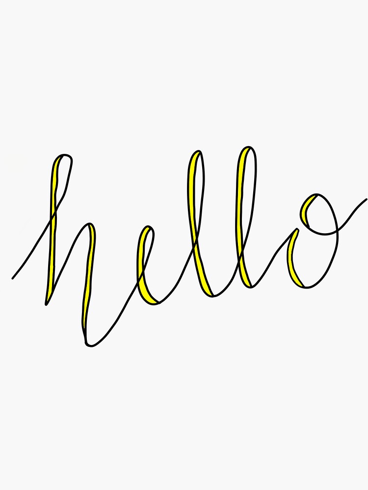 "Hello Hand Lettering Yellow Accent" Sticker for Sale by abbycswim ...