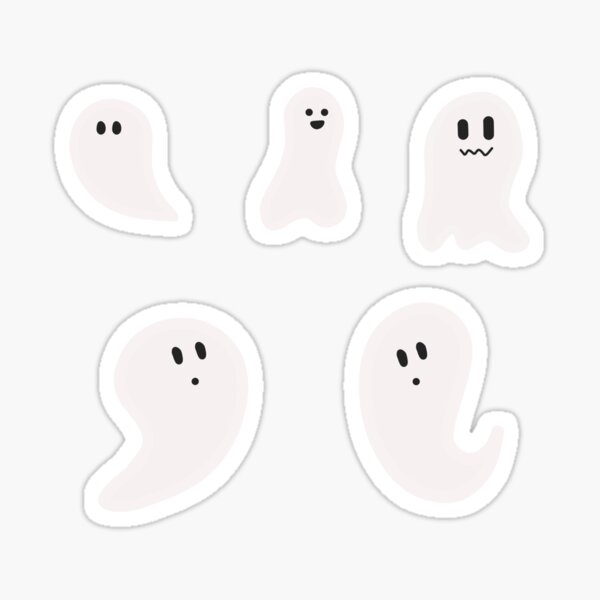 "White Ghost Cartoon Design Pack" Sticker by Kyrostickers | Redbubble