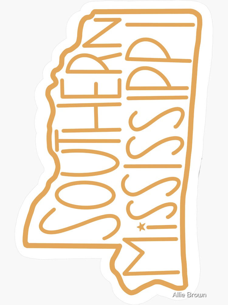 "Southern Miss Outline" Sticker by doodlesbybales | Redbubble