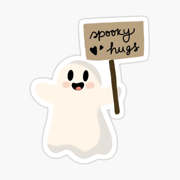 "Spooky Ghost Hugs Cute Design Illustration" Sticker by ravenmandyshop ...