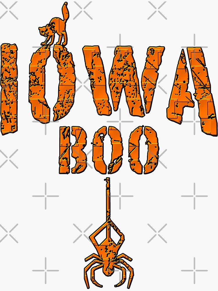 "Iowa Halloween BOO, Spider Web, Black Cat" Sticker for Sale by ...