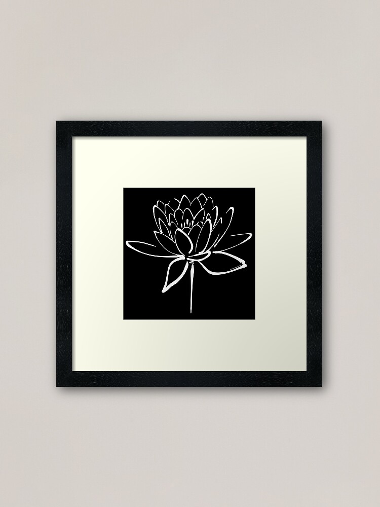 "Lotus Flower Calligraphy (White)" Framed Art Print for Sale by ...