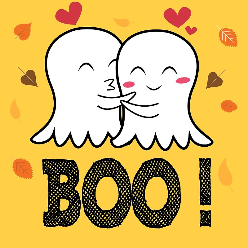 "Boo! Cute Halloween Ghost Kisses " by qitrechio | Redbubble