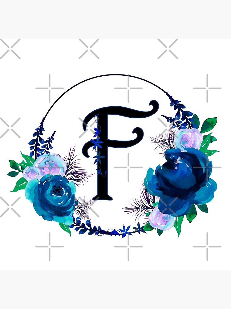 "The Letter 'F' Blue Floral Circle Monogram " Poster for Sale by ...