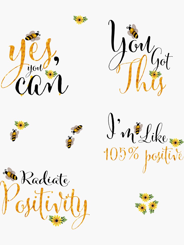 "Bee, Bees Motivational Quotes Pack Sticker" Sticker by fareehaahmed ...
