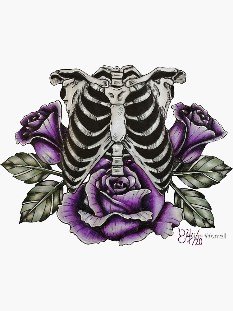 "Rib Cage and Roses" Sticker by Shadow-Kits-Art | Redbubble