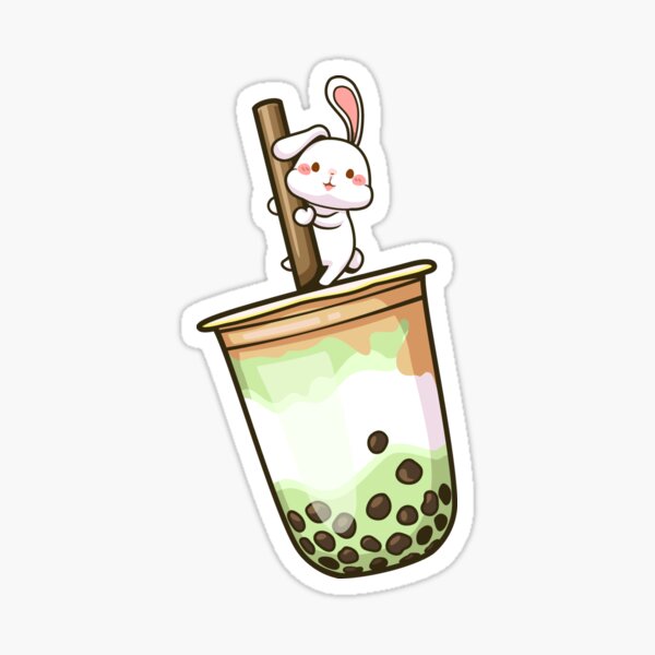 "Kawaii Rabbit And Bubble Tea " Sticker for Sale by kellehco | Redbubble
