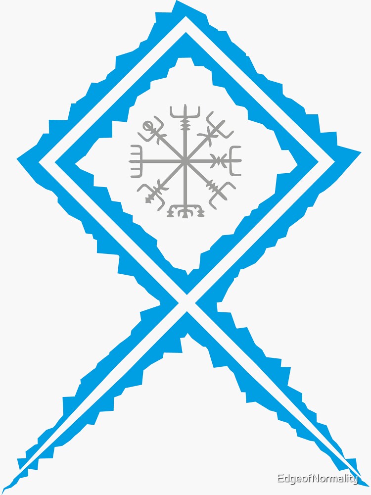 "Vikings Odal Rune Norse Mythology Runic Vegvisir Symbol BLUE" Sticker ...