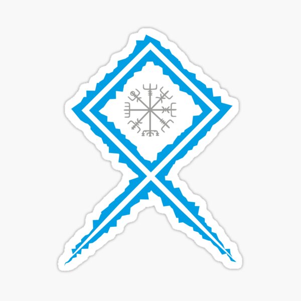 "Vikings Odal Rune Norse Mythology Runic Vegvisir Symbol BLUE" Sticker ...