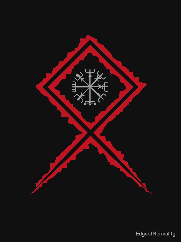 "Vikings Odal Rune Norse Mythology Runic Vegvisir Symbol RED" T-shirt ...