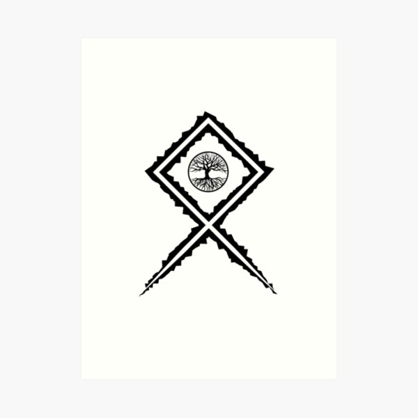 "Odal Rune Norse Mythology Runic Yggdrasil Symbol BLACK" Art Print by ...