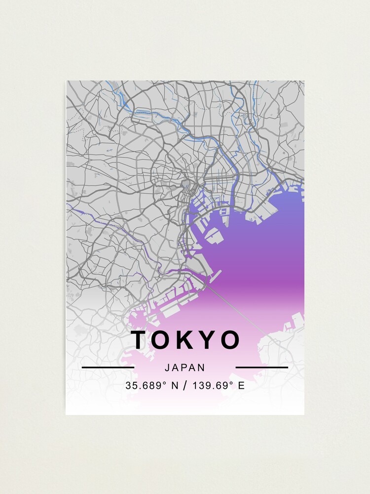 "TOKYO CİTY ROAD MAP POSTER SİMPLE ALL ROADS BLACK AND WHİTE WİTH ...