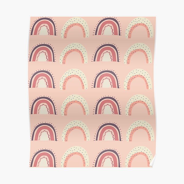 "Light pink curved rainbow pattern gift design" Poster by ...