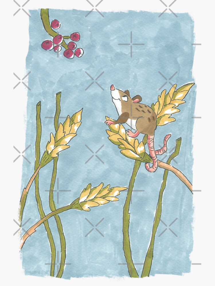 "Mouse reaching for berries " Sticker by AstroBunnyDraws | Redbubble