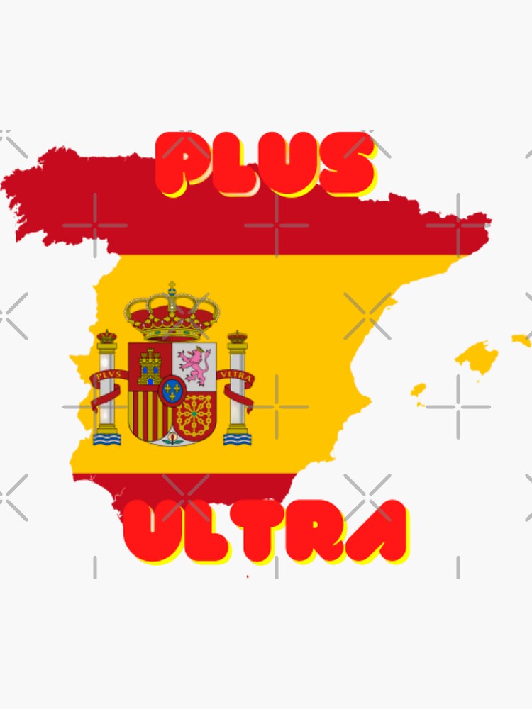 Pegatina «Diseño de mapa de bandera de España Plus Ultra» de TheHappyK ...