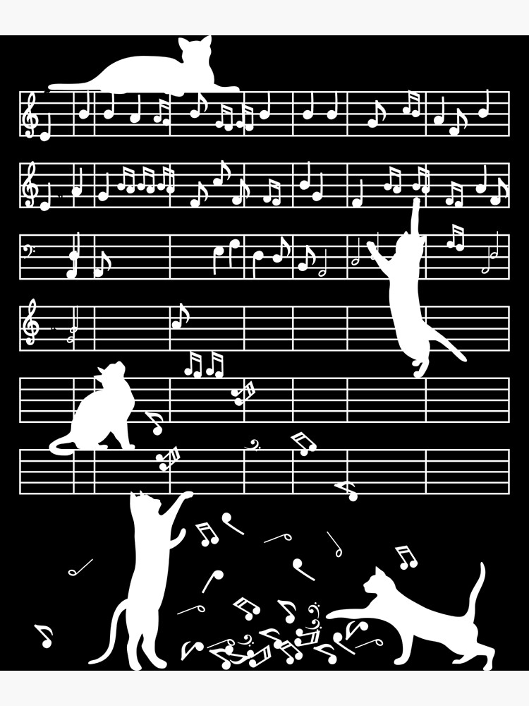"Cats Music Notes Gift" Poster for Sale by DelightfulDude | Redbubble