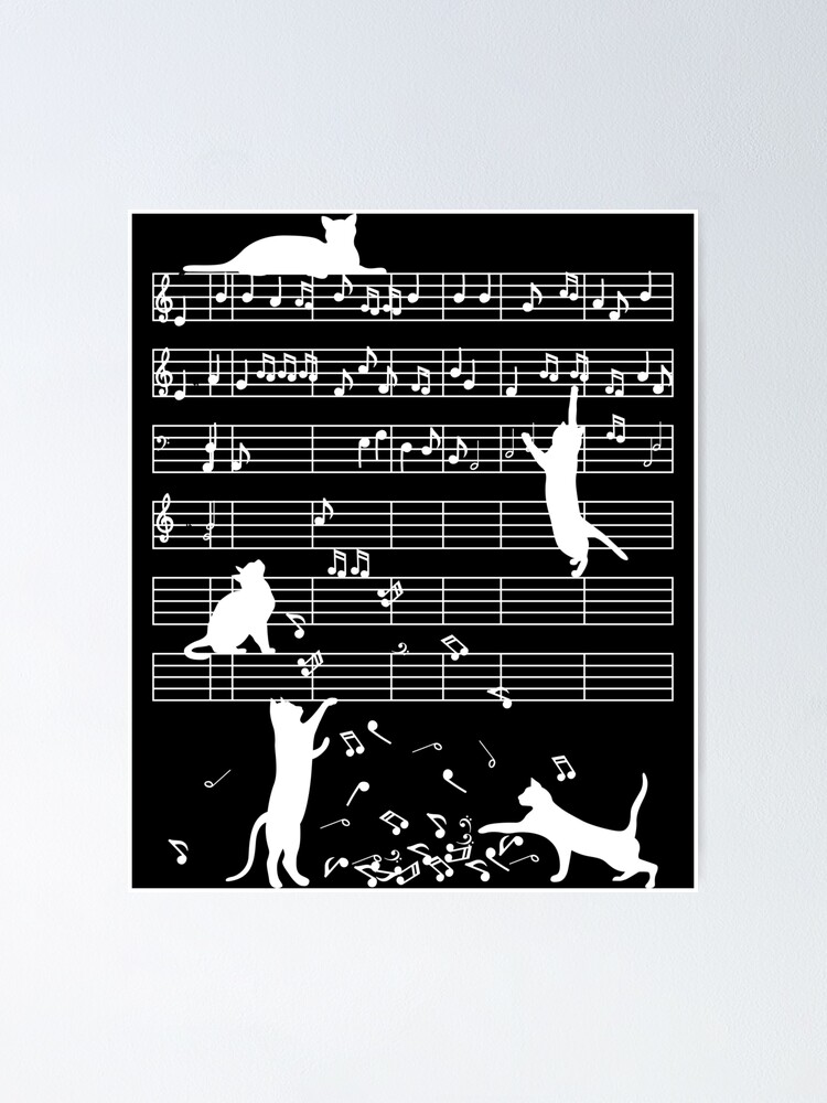 "Cats Music Notes Gift" Poster for Sale by DelightfulDude | Redbubble