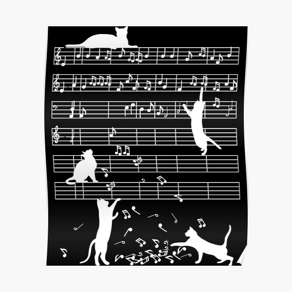 "Cats Music Notes Gift" Poster for Sale by DelightfulDude | Redbubble