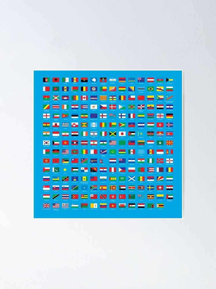 "Flags of the World with Country Names" Poster for Sale by DusicaP ...