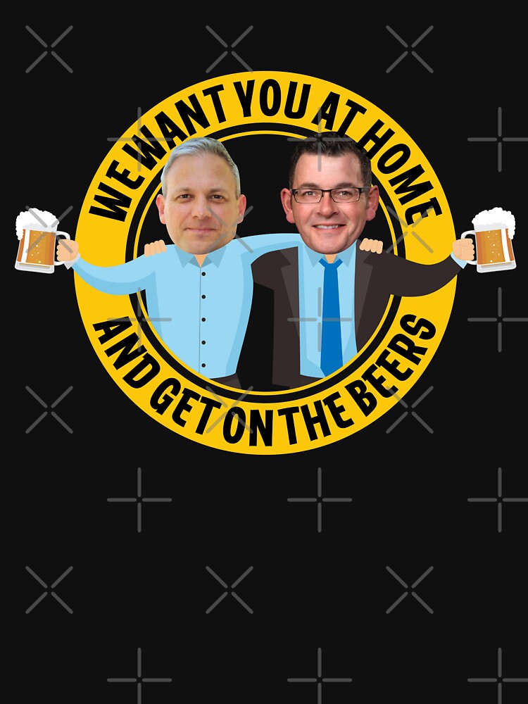 "Brett Sutton and Dan Andrews - Get on the beers" T-shirt for Sale by ...
