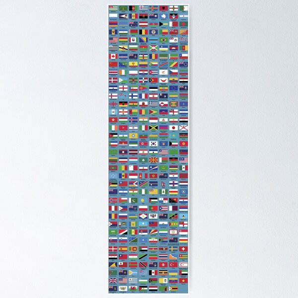 "World Flags with Country Names - Blue" Poster for Sale by Dee Dee ...