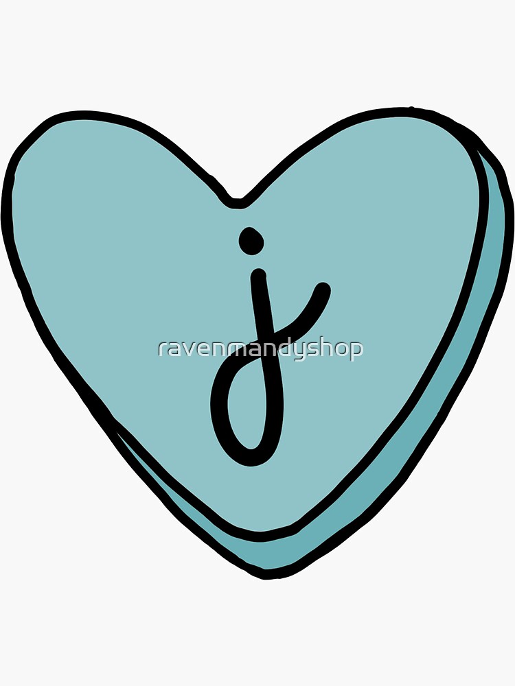 Pegatina «Letra J del alfabeto, Ilustración de diseño de corazón» de ...