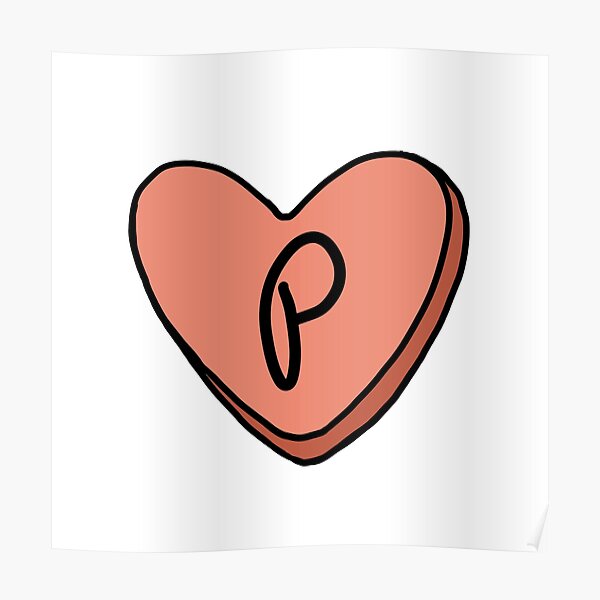 Póster «Letra P del alfabeto, Ilustración de diseño de corazón» de ...