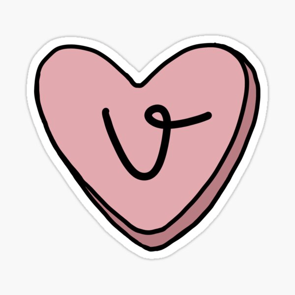 Pegatina «Letra V del alfabeto, Ilustración de diseño de corazón» de ...