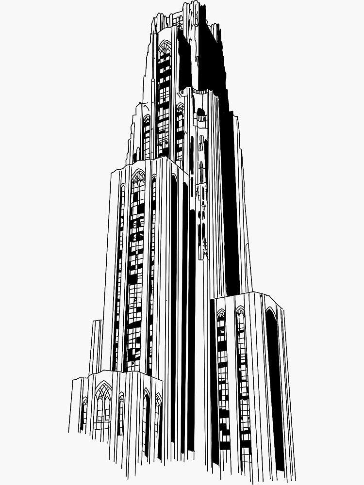 "Cathedral of Learning Sketch" Sticker for Sale by mikdesigns | Redbubble