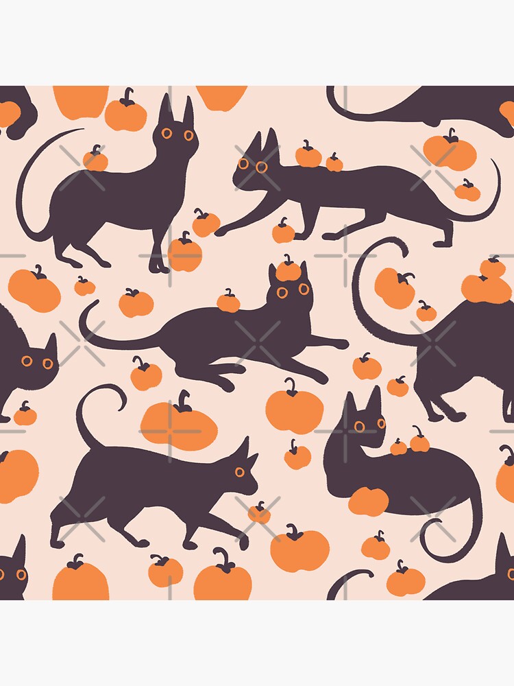 "Spooky Pumpkin Cats" Sticker for Sale by Lydia-Cockcroft | Redbubble