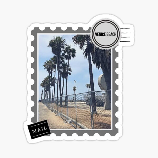 "venice beach stamp sticker" Sticker by crownyart | Redbubble