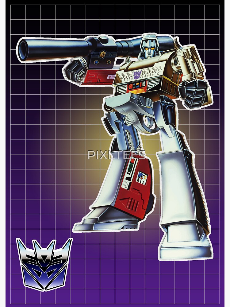 "MEGATRON G1 BOX ART" Sticker by PIXLTEES | Redbubble